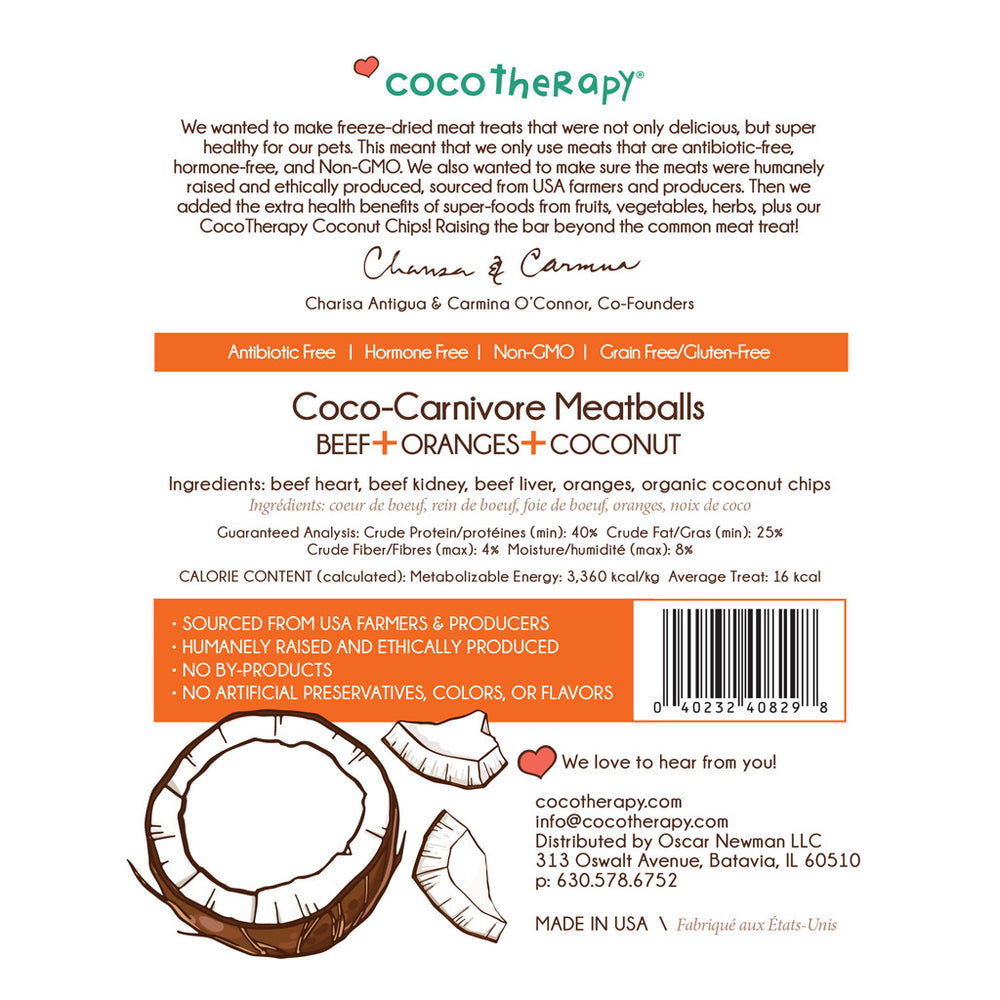 Coco Carnivore Meatballs | Beef Orange | Coconut Chips For Pets